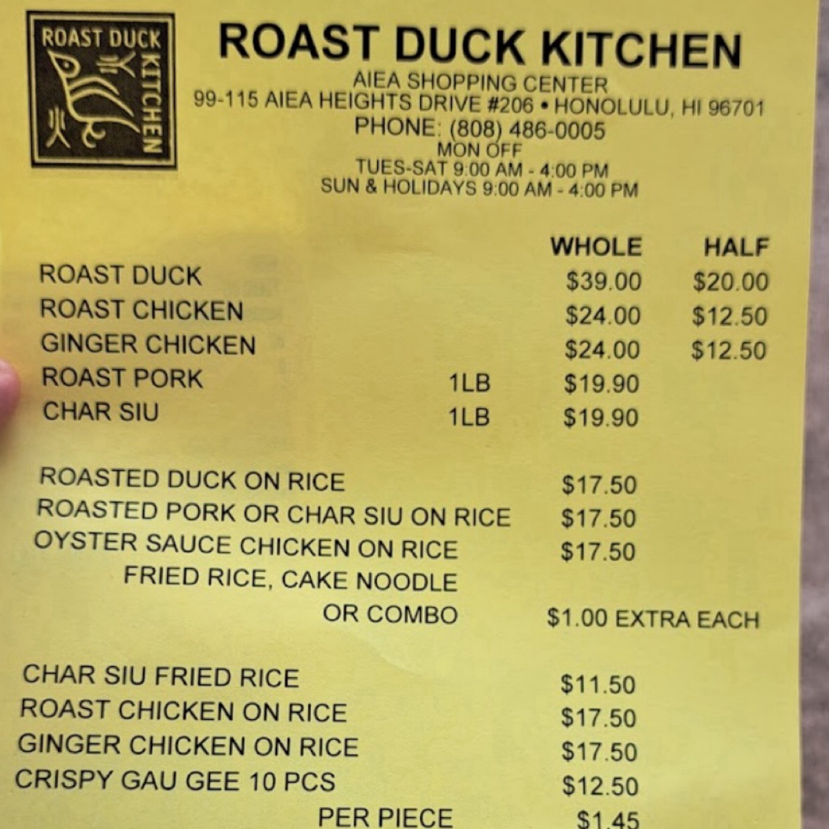 Roast Duck Kitchen Inc 的菜單照片在 Fooday 美食社群 | 找餐廳不踩雷，最真實的美食 App