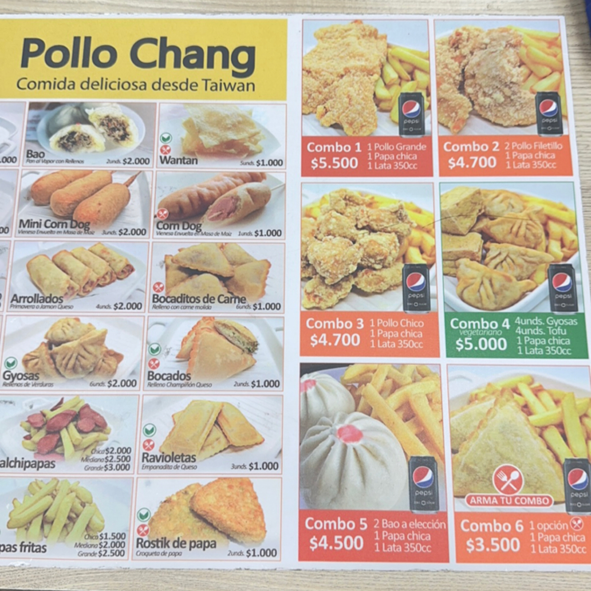 Pollo Chang en ULA 的菜單照片在 Fooday 美食社群 | 找餐廳不踩雷，最真實的美食 App