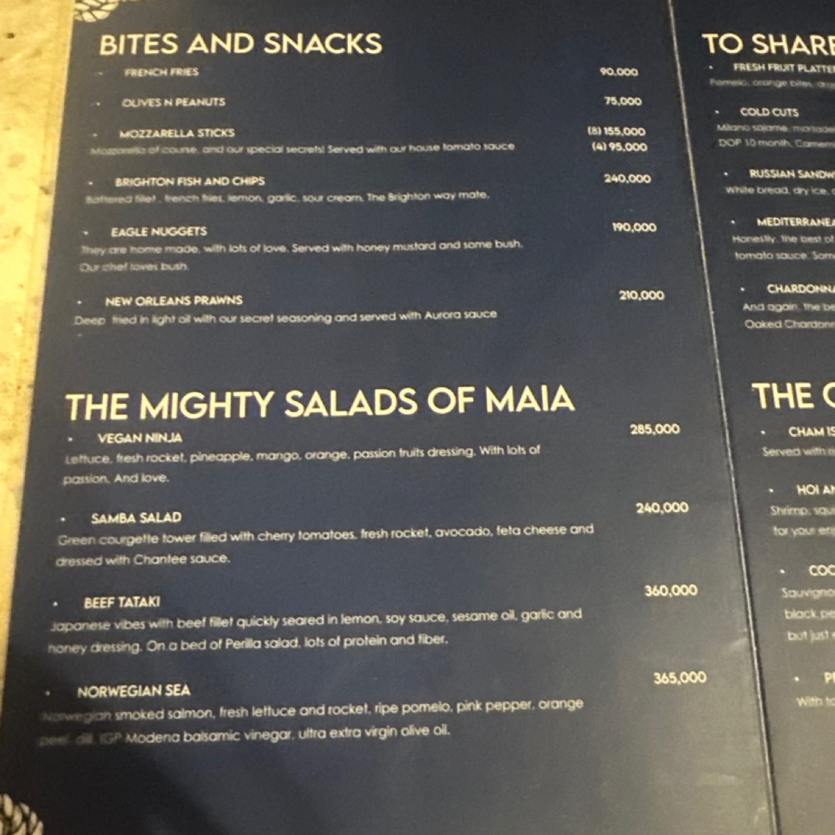 Maia beach bar 的菜單照片在 Fooday 美食社群 | 找餐廳不踩雷，最真實的美食 App