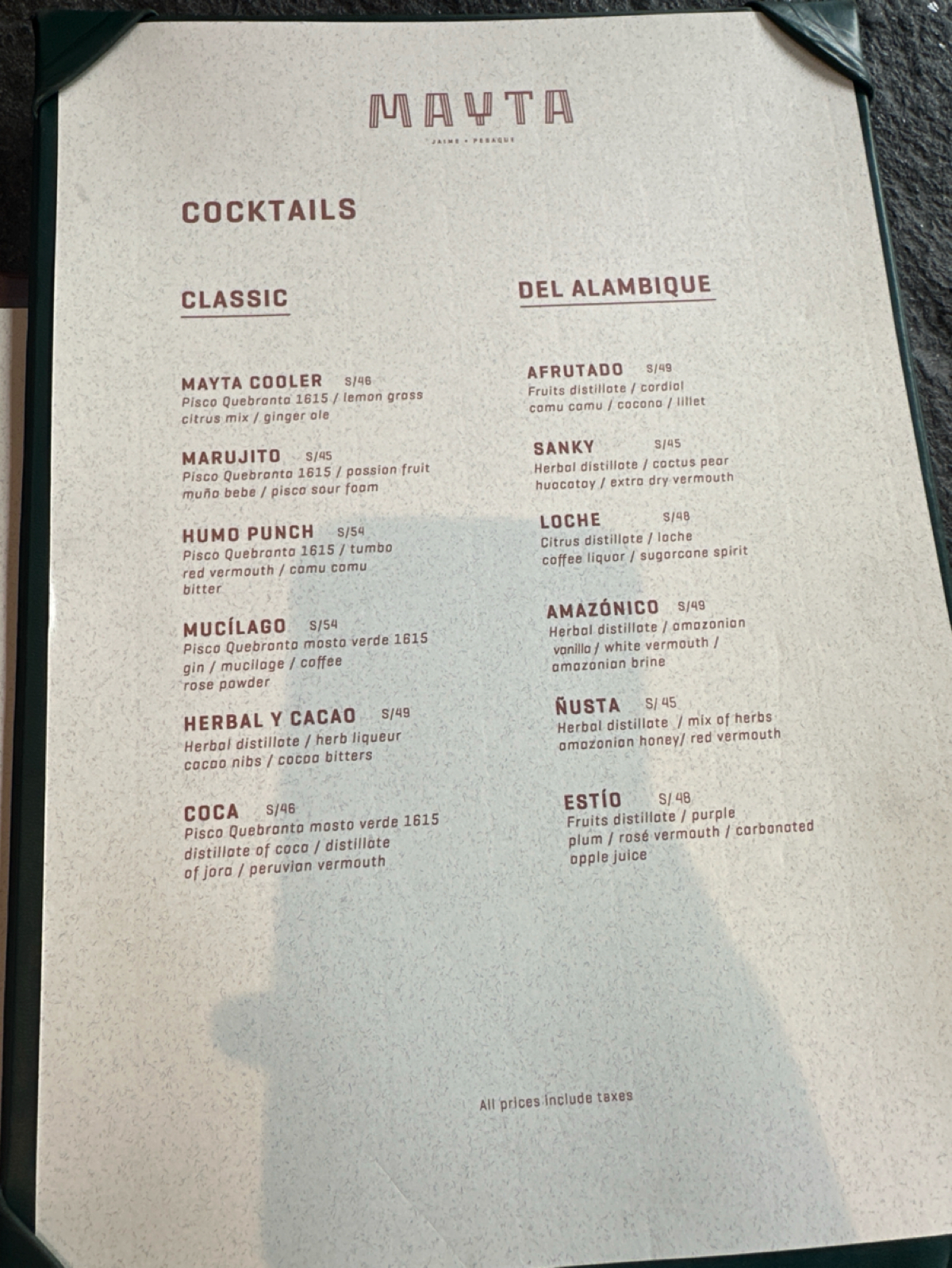 Mayta Restaurante 的菜單照片在 Fooday 美食社群 | 找餐廳不踩雷，最真實的美食 App