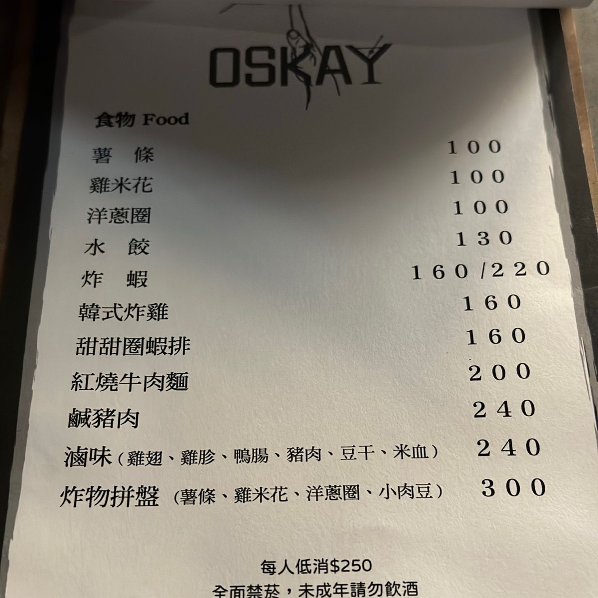 Oskar BAR 的菜單照片在 Fooday 美食社群 | 找餐廳不踩雷，最真實的美食 App